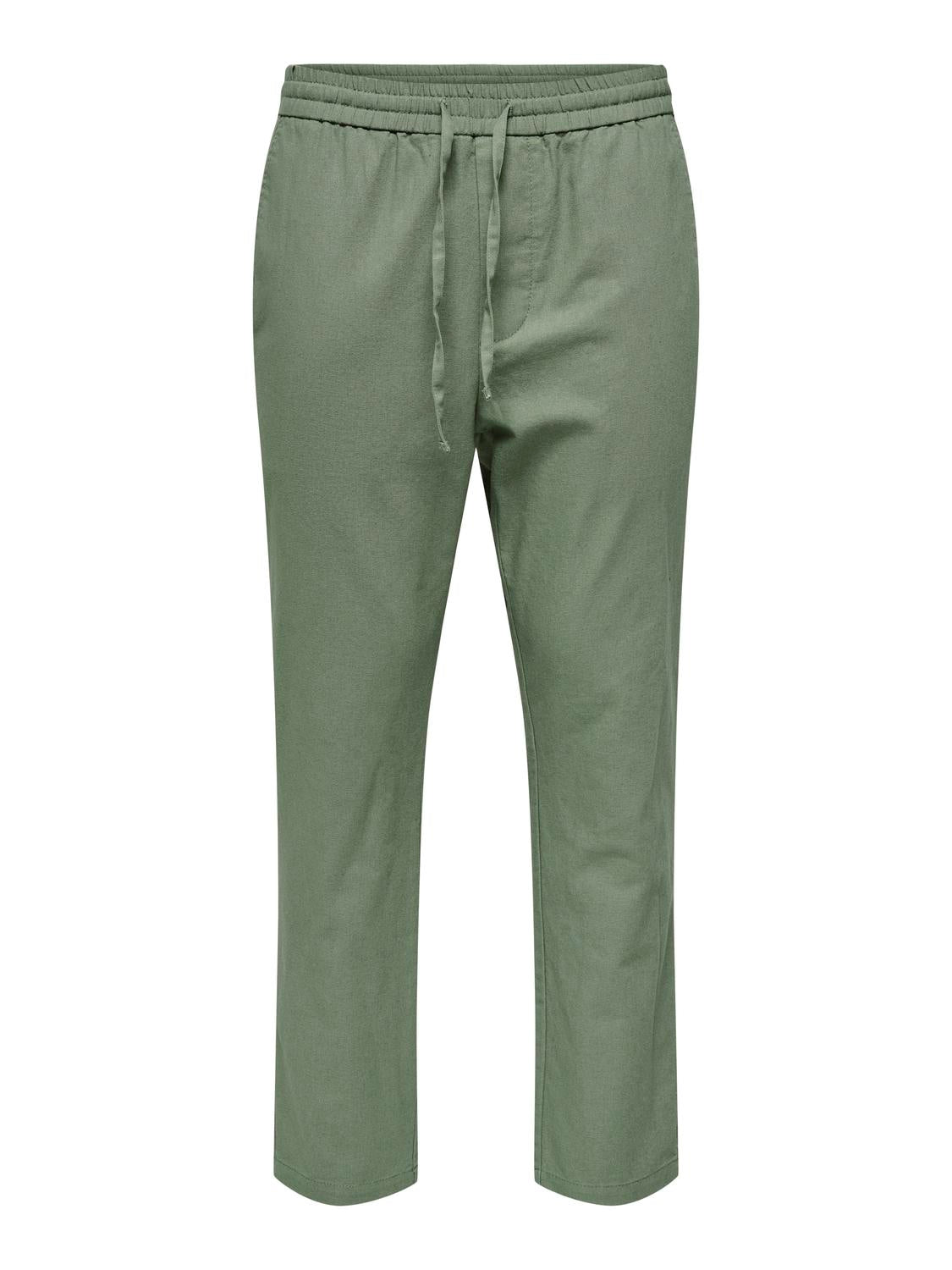 Only & Sons Onslinus crop jogger i bomuld/lin - Demitasse